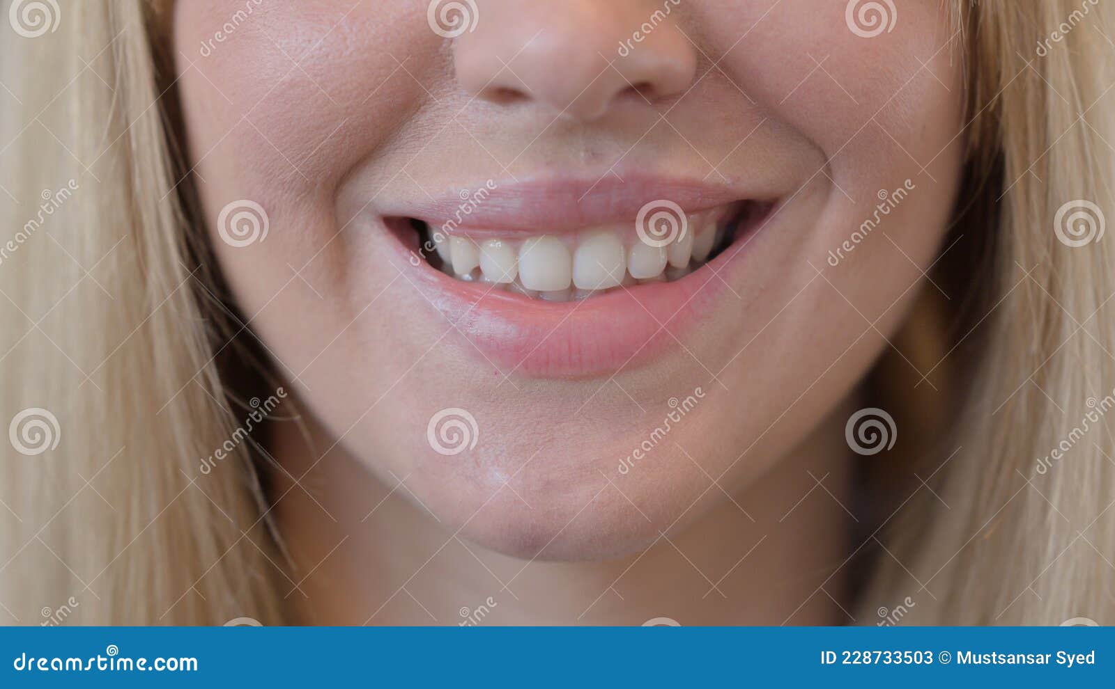 Close Up of Smiling Lips of Woman Stock Image - Image of lips, indoor ...