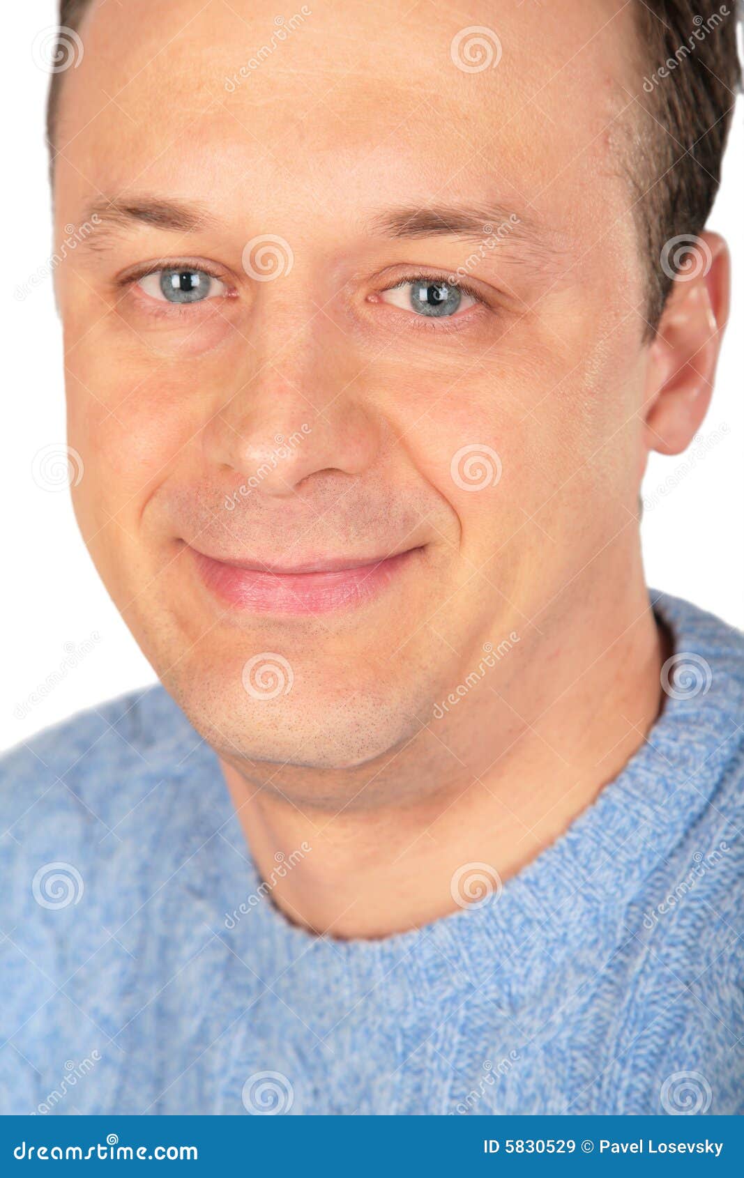 Close-up Smiling Man in Blue Sweater Stock Image - Image of model ...