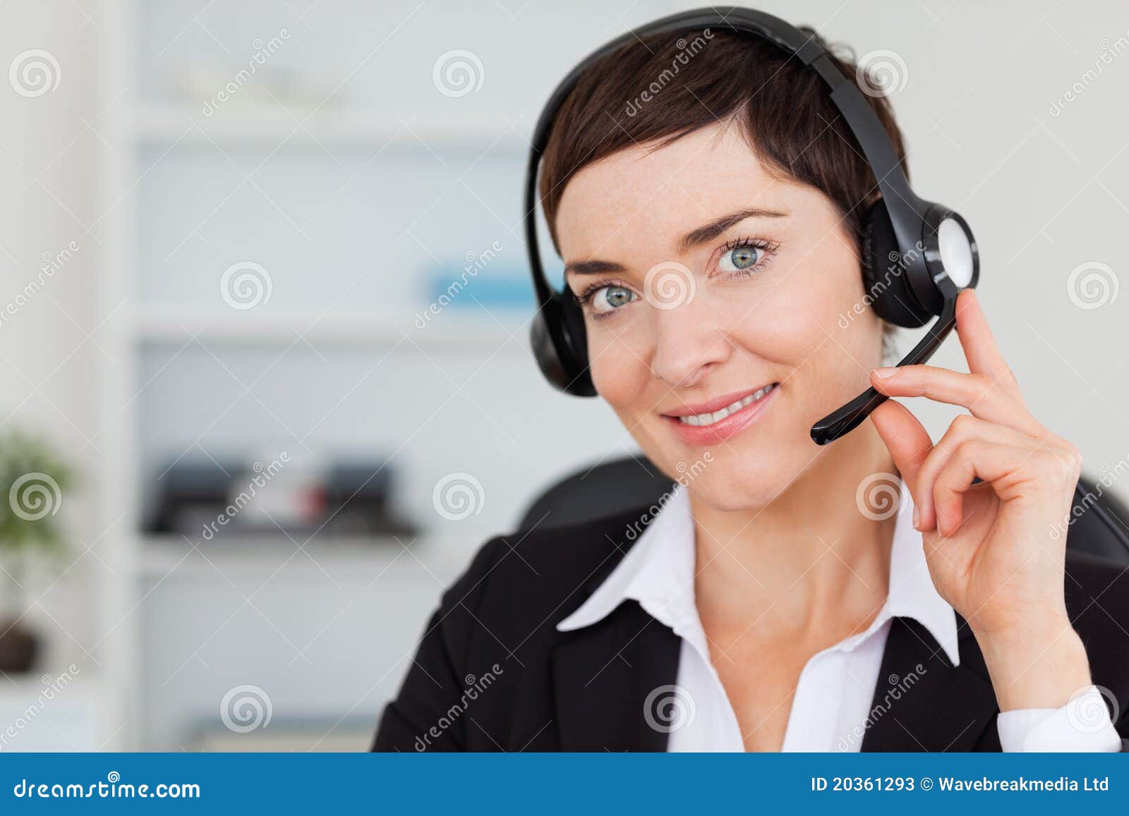 Close Up of a Smiling Secretary Calling Stock Image - Image of ...