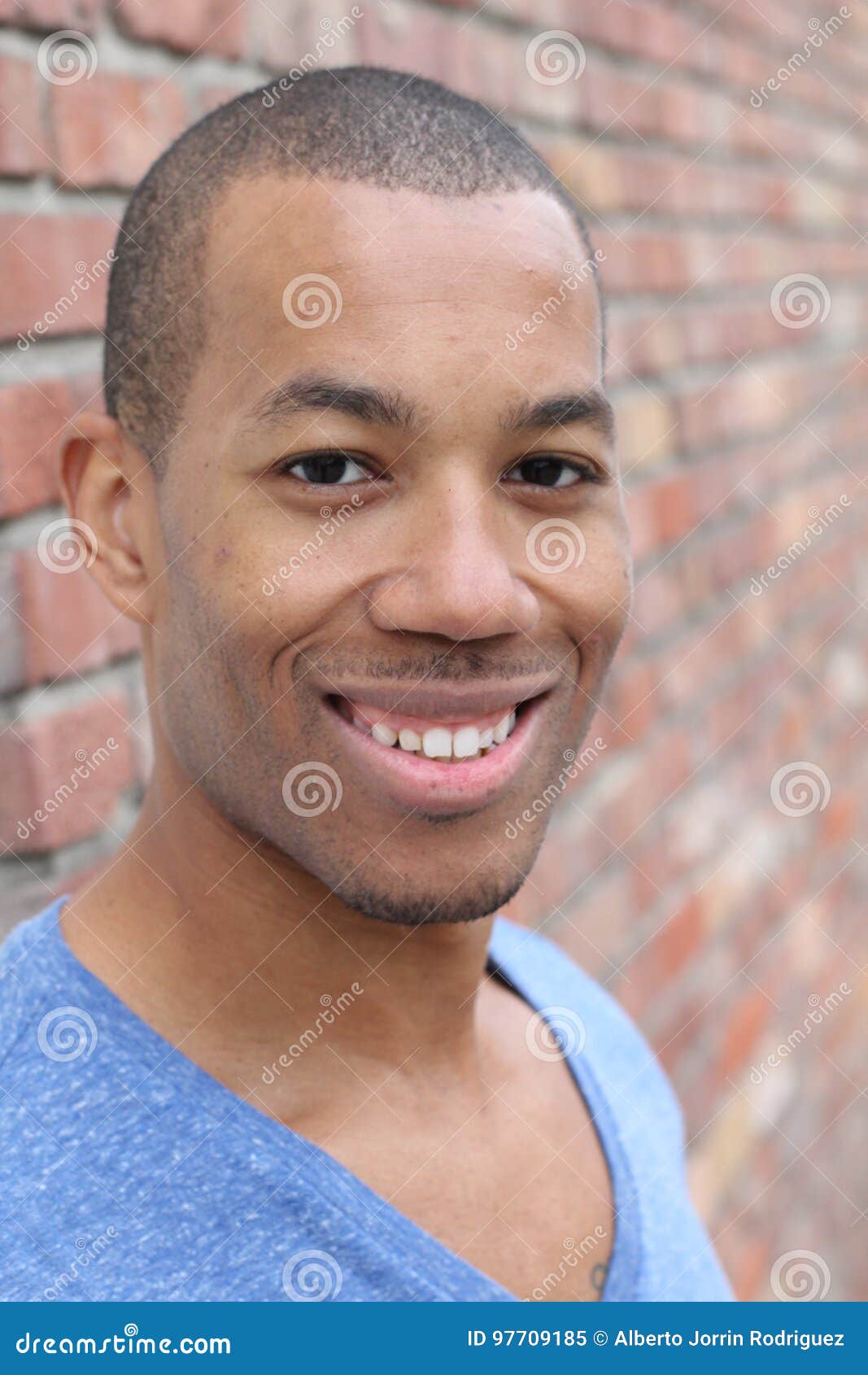 Close Up Of Smiling Young Dark Skinned Man Stock Image Image Of