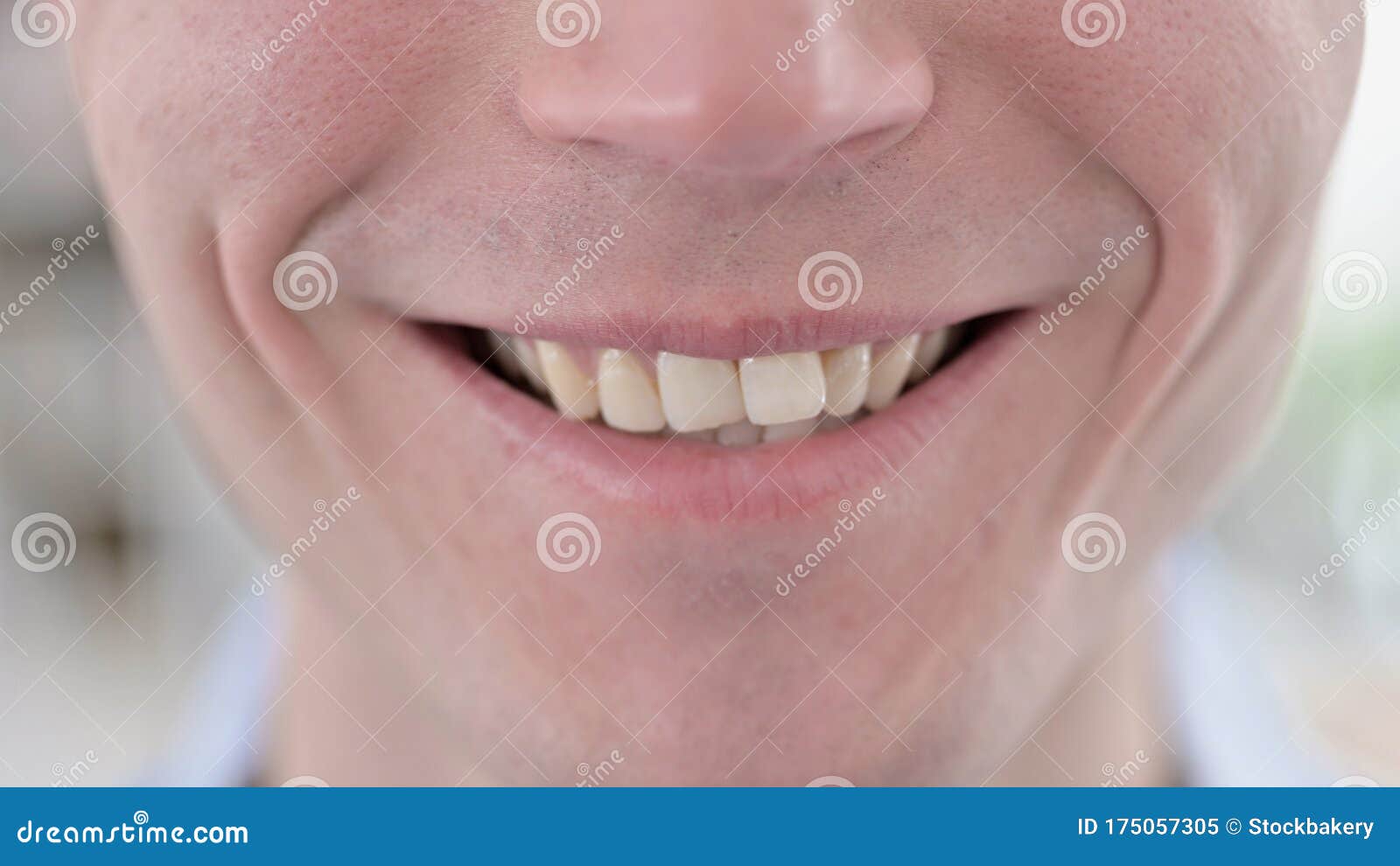 Close Up of Smiling Young Man Lips and Teeth Stock Image - Image of ...