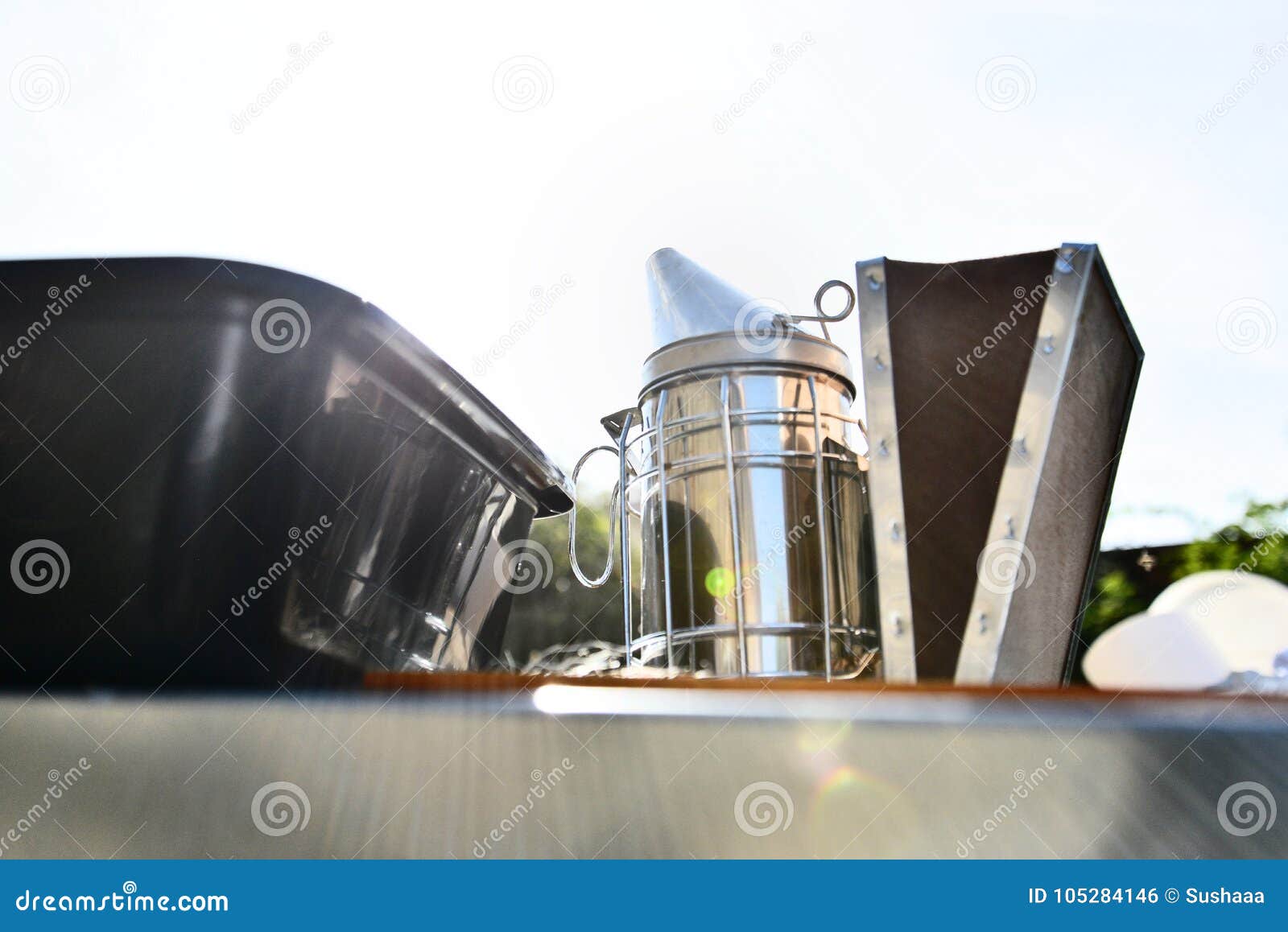 Bee Smoker Smoking in Apiary. Useful Tool for Beekeepers. Stock Photo ...