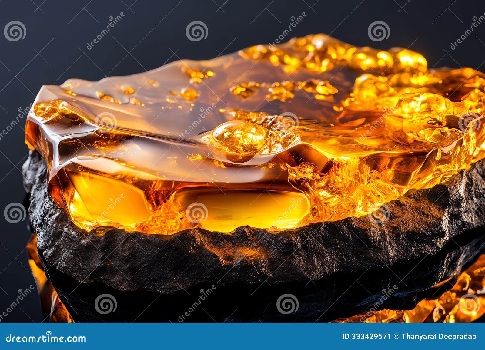 A Close-up of the Smooth, Polished Surface of an Amber Stone, with Tiny ...