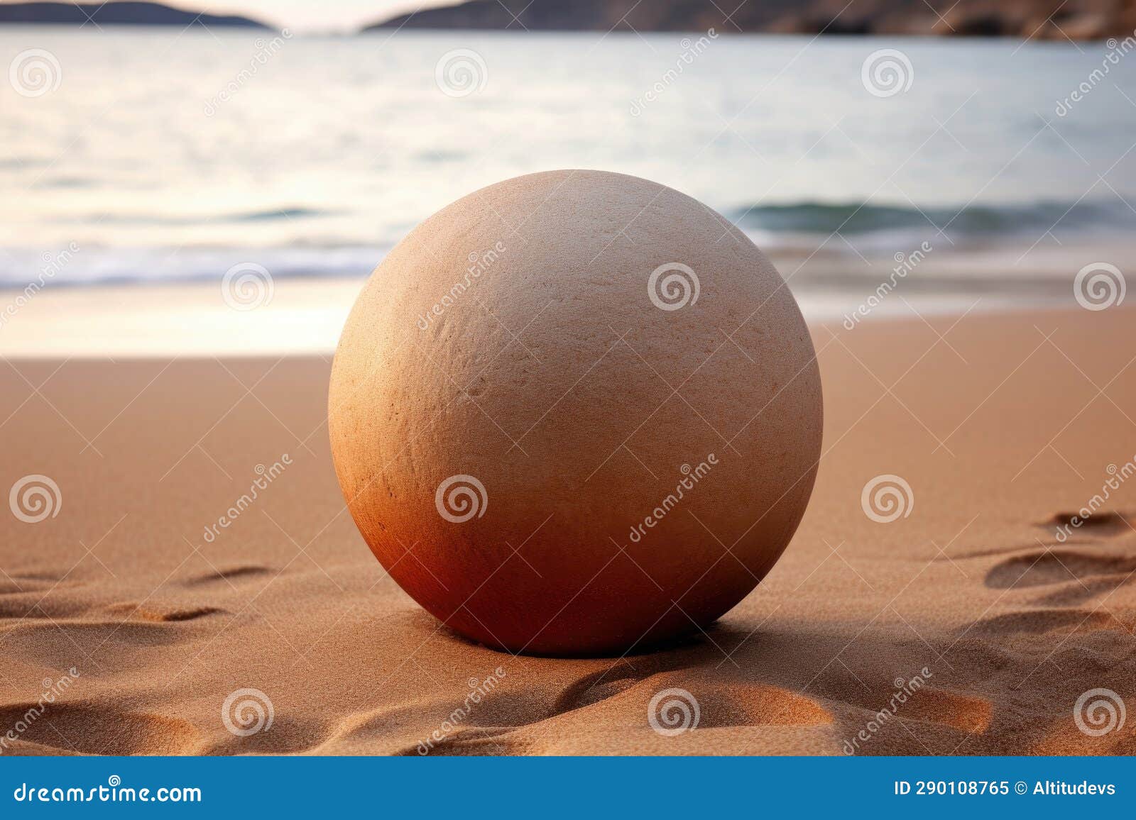 A Close-up of a Smooth, Sphere-shaped Stone on a Sandy Beach Stock ...