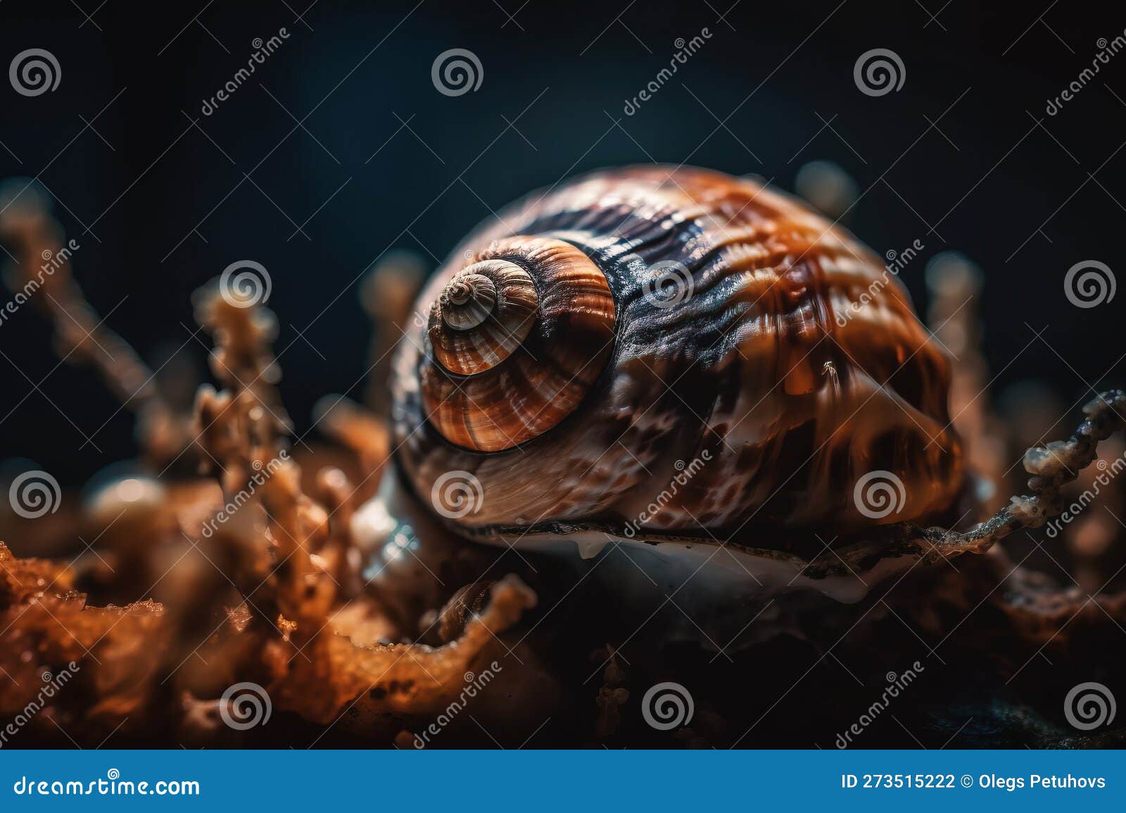 A Close Up of a Snail on a Bed of Seaweed Stock Illustration ...