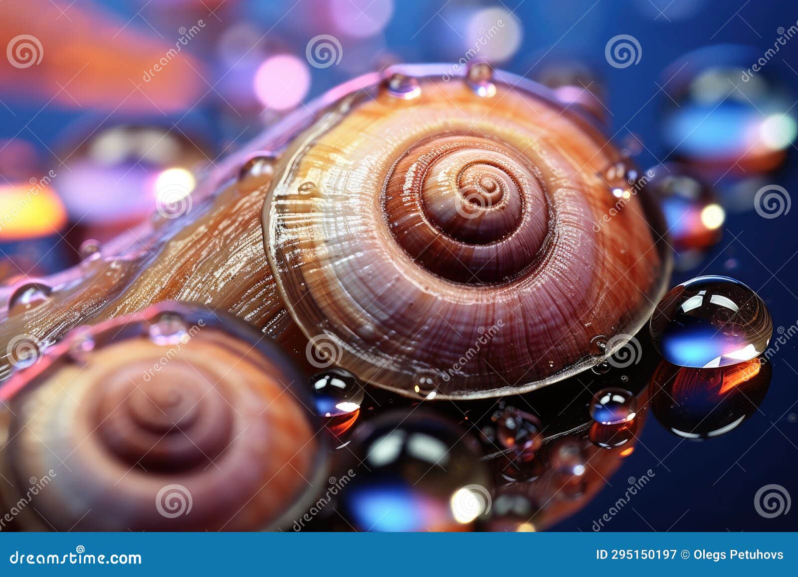 A Close Up of a Snail S Shell with Drops of Water Around it. Generative ...