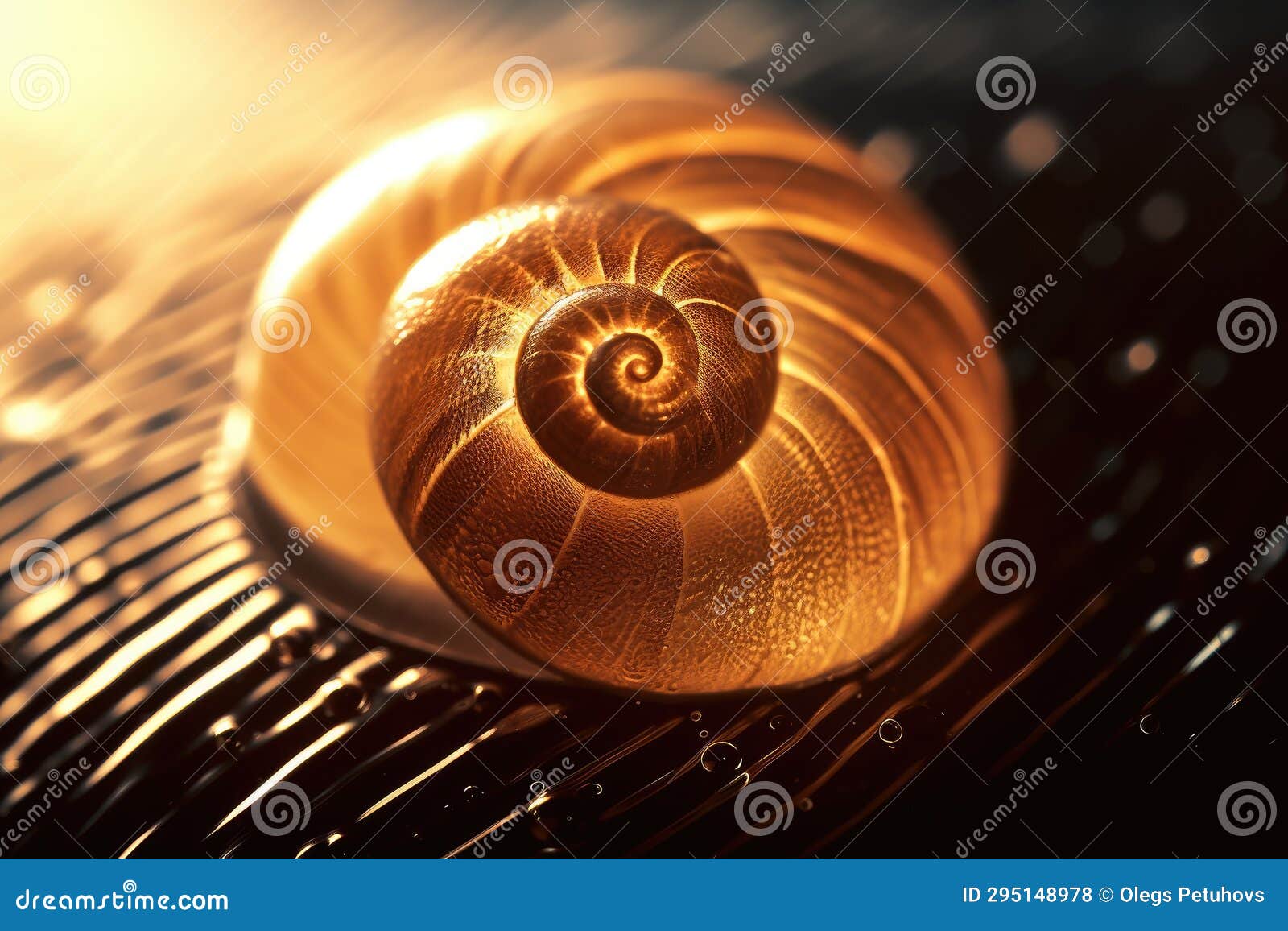 A Close Up of a Snail Shell on a Metal Surface. Generative Ai Stock ...