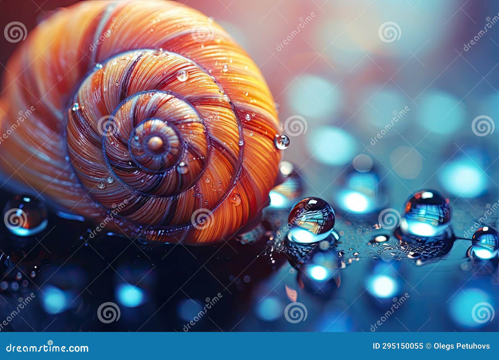 A Close Up of a Snail Shell with Water Droplets on it. Generative Ai ...