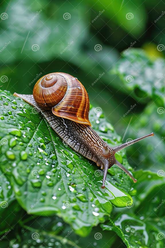 Close-up of Snails in Nature. Selective Focus Stock Illustration - Illustration of garden ...