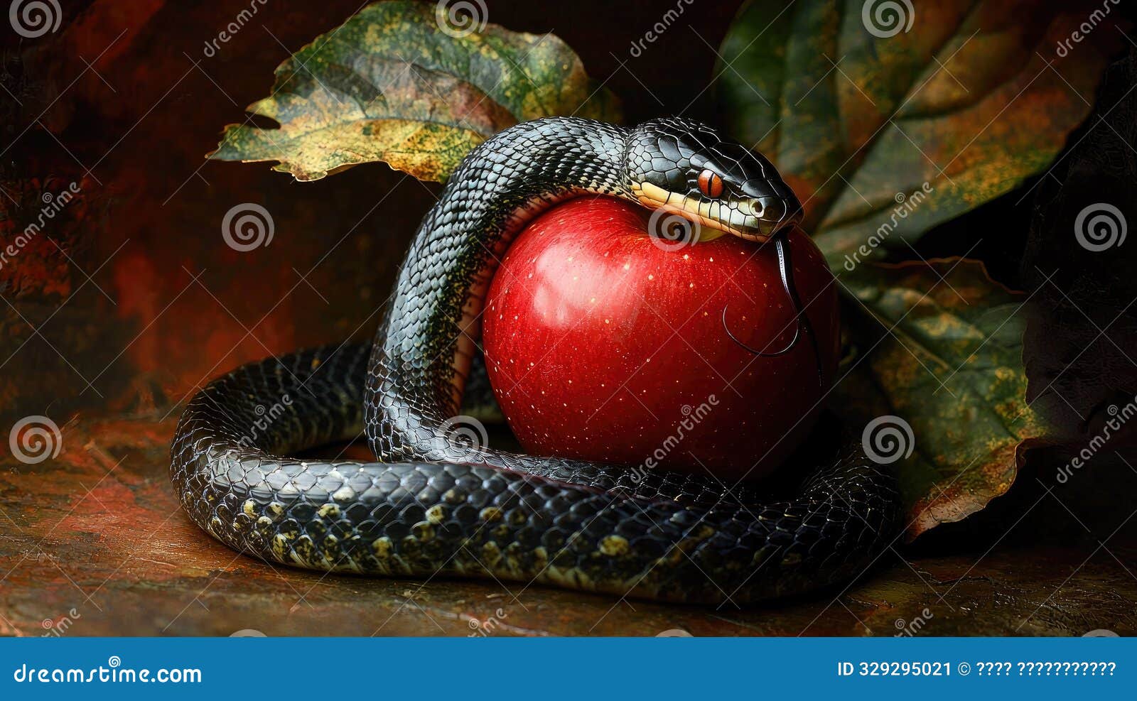 Close Up of Snake and Apple. Selective Focus Stock Image - Image of ...