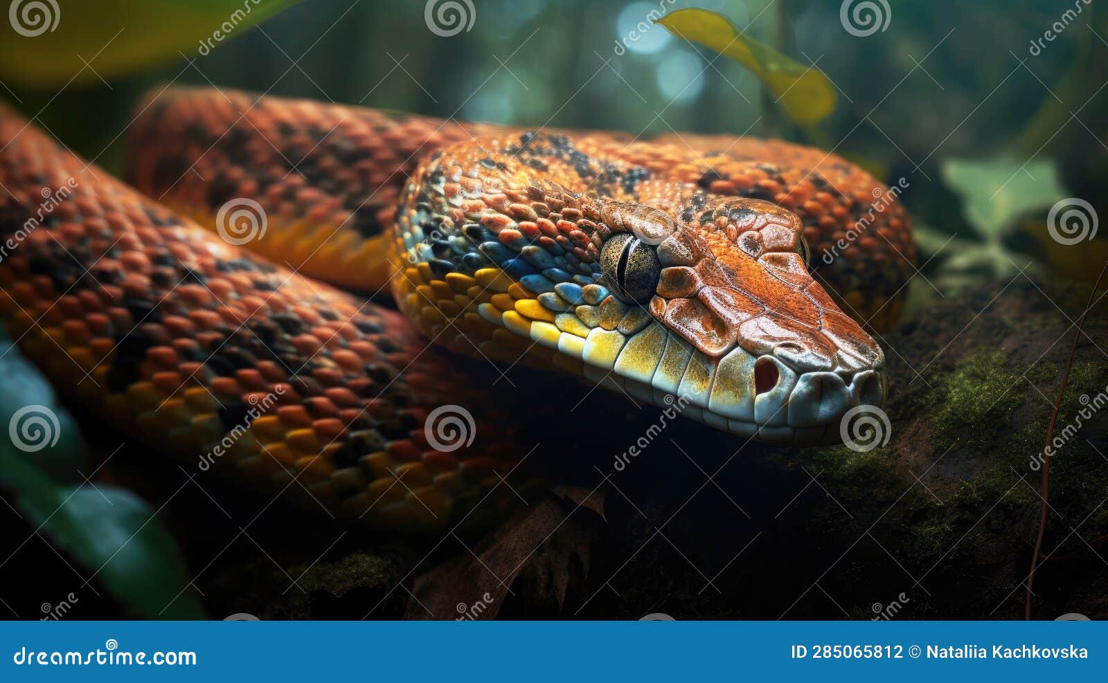 Close Up of Snake in Jungle Stock Illustration - Illustration of ...