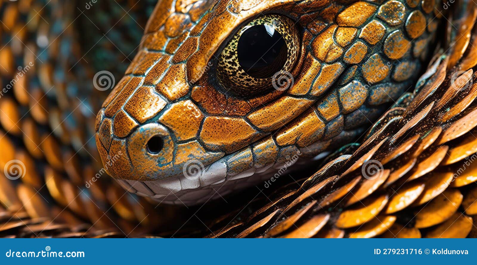 A Close-up of a Snake or Lizard, the Intricate Patterns on Its Scales ...