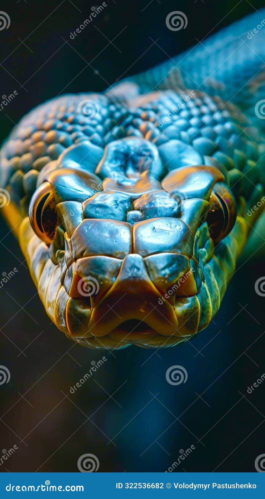 A Close Up of a Snake S Head Stock Photo - Image of green, mammal ...