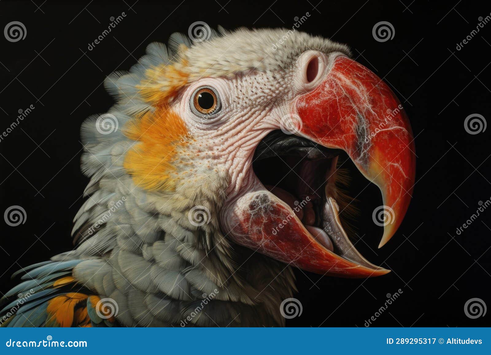 Close-up of a Sneezing Parrot, Feathers Slightly Ruffled Stock Image ...