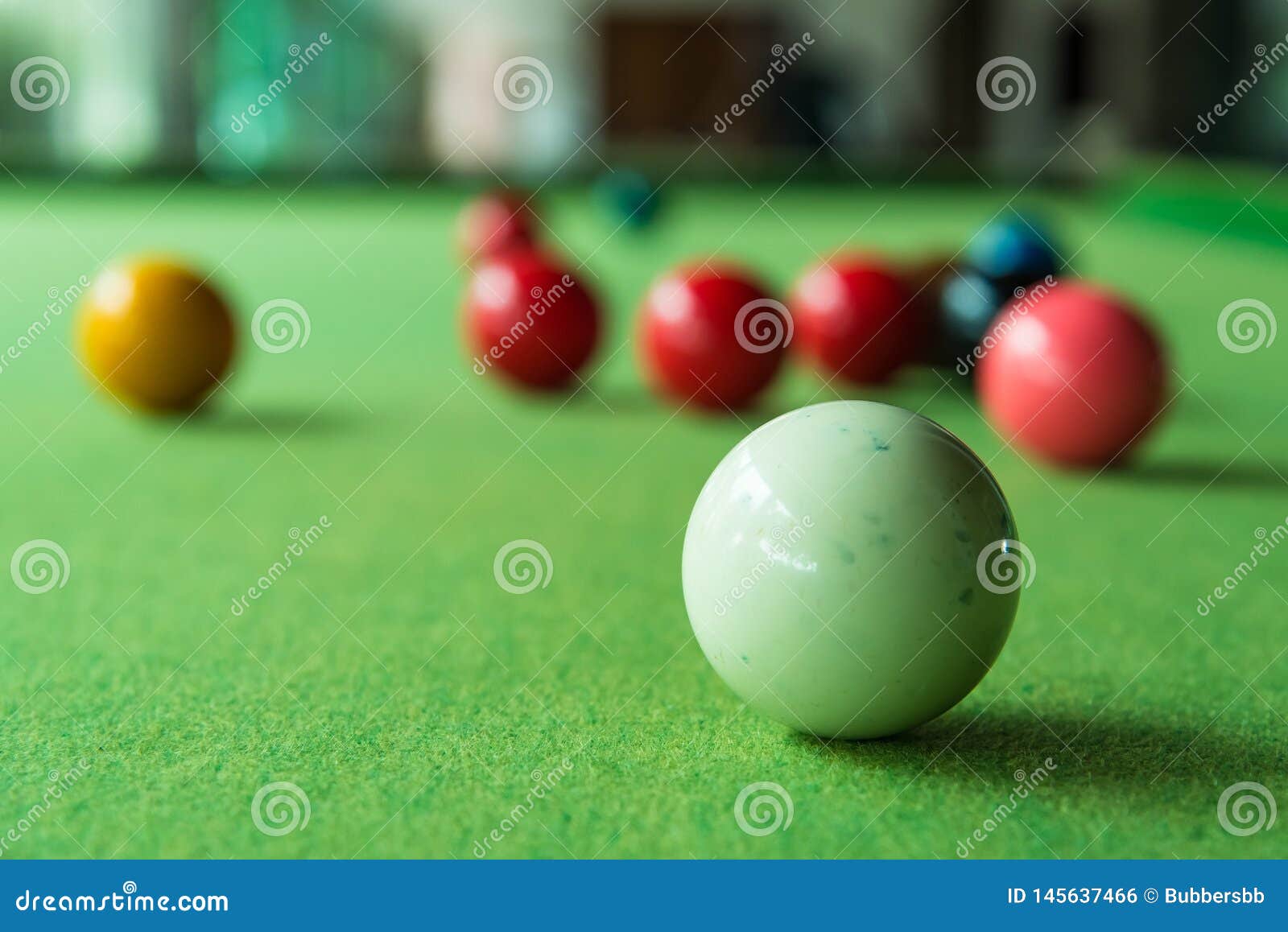 Close Up Snooker Ball on the Green Snooker Table Stock Photo - Image of ...