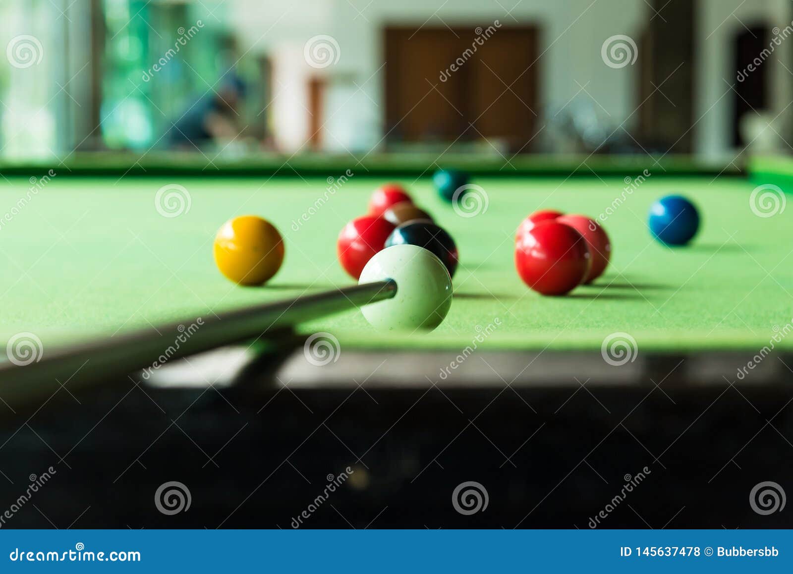 Close Up Snooker Ball on the Green Snooker Table Stock Photo - Image of ...