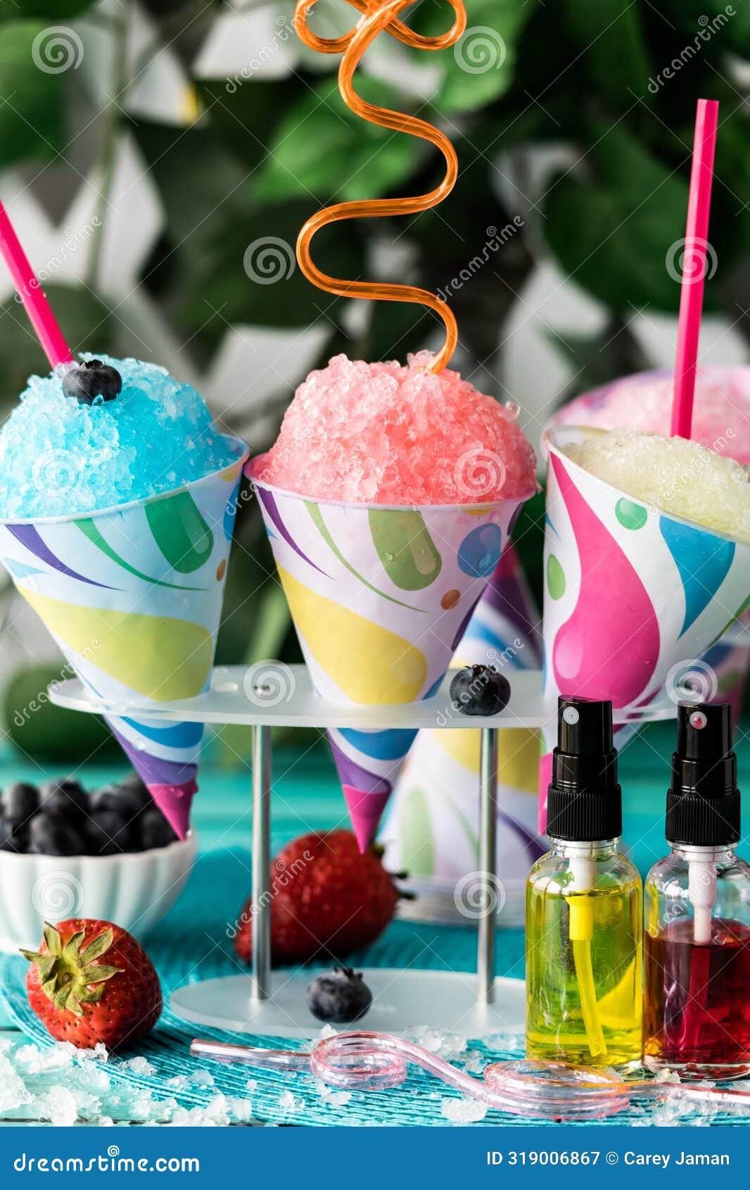 A Close Up of Snow Cones with Fruit Flavoured Syrup. Stock Image ...