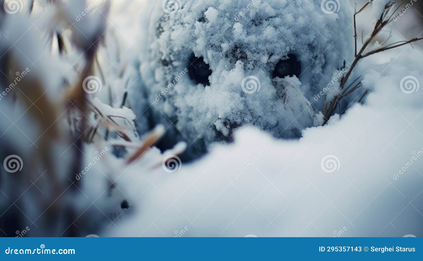 A Close Up of a Snow Covered Monster Face, AI Stock Illustration ...
