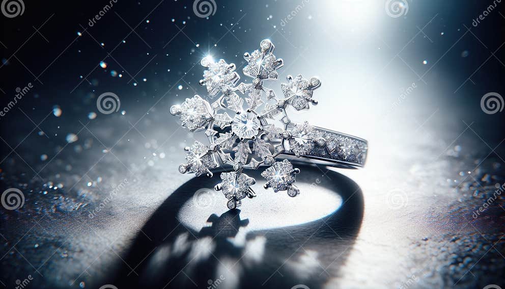 Snowflake Diamond Ring Close-up Stock Illustration - Illustration of ...