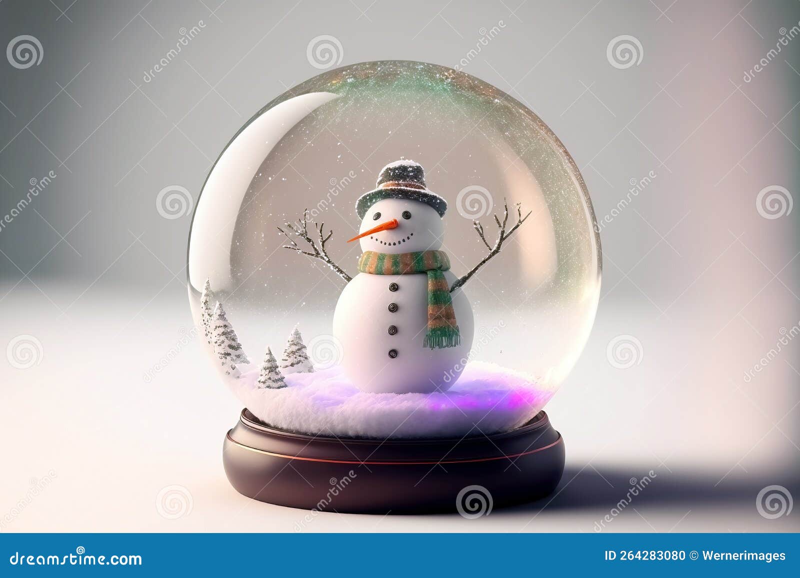 Close-up of a Snowman in Snow Globe Stock Illustration - Illustration ...