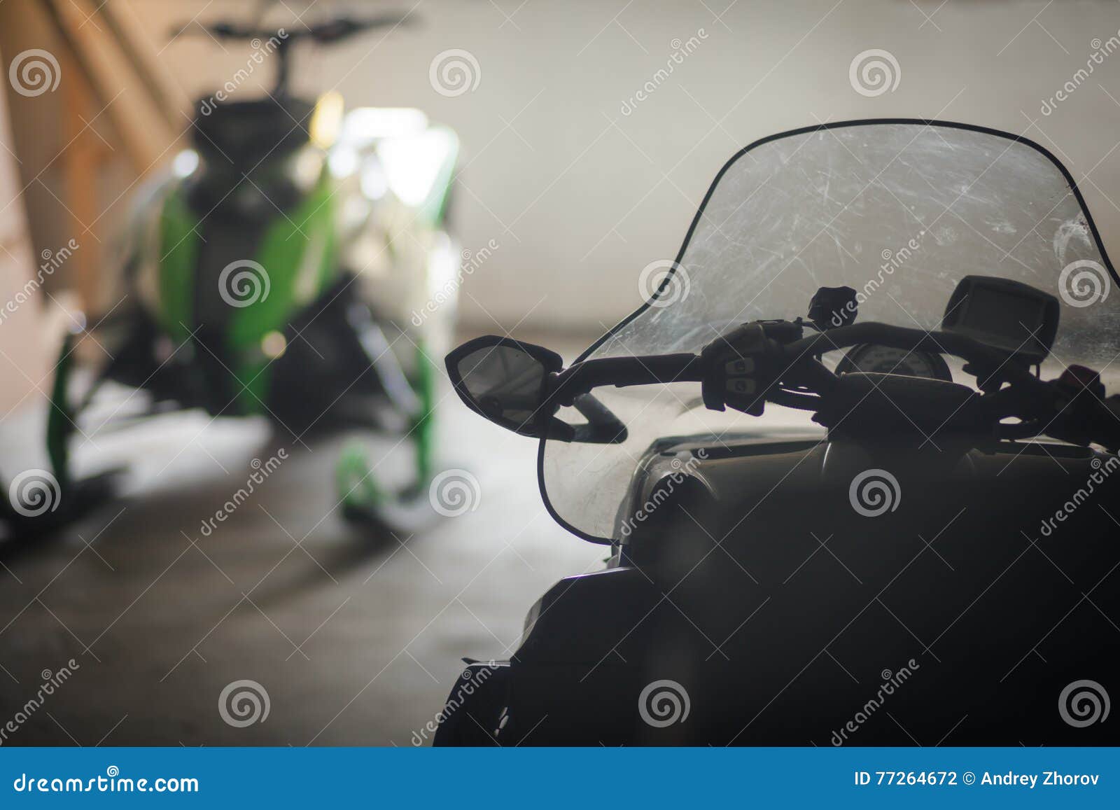 Close up of snowmobile stock photo. Image of track, repair - 77264672