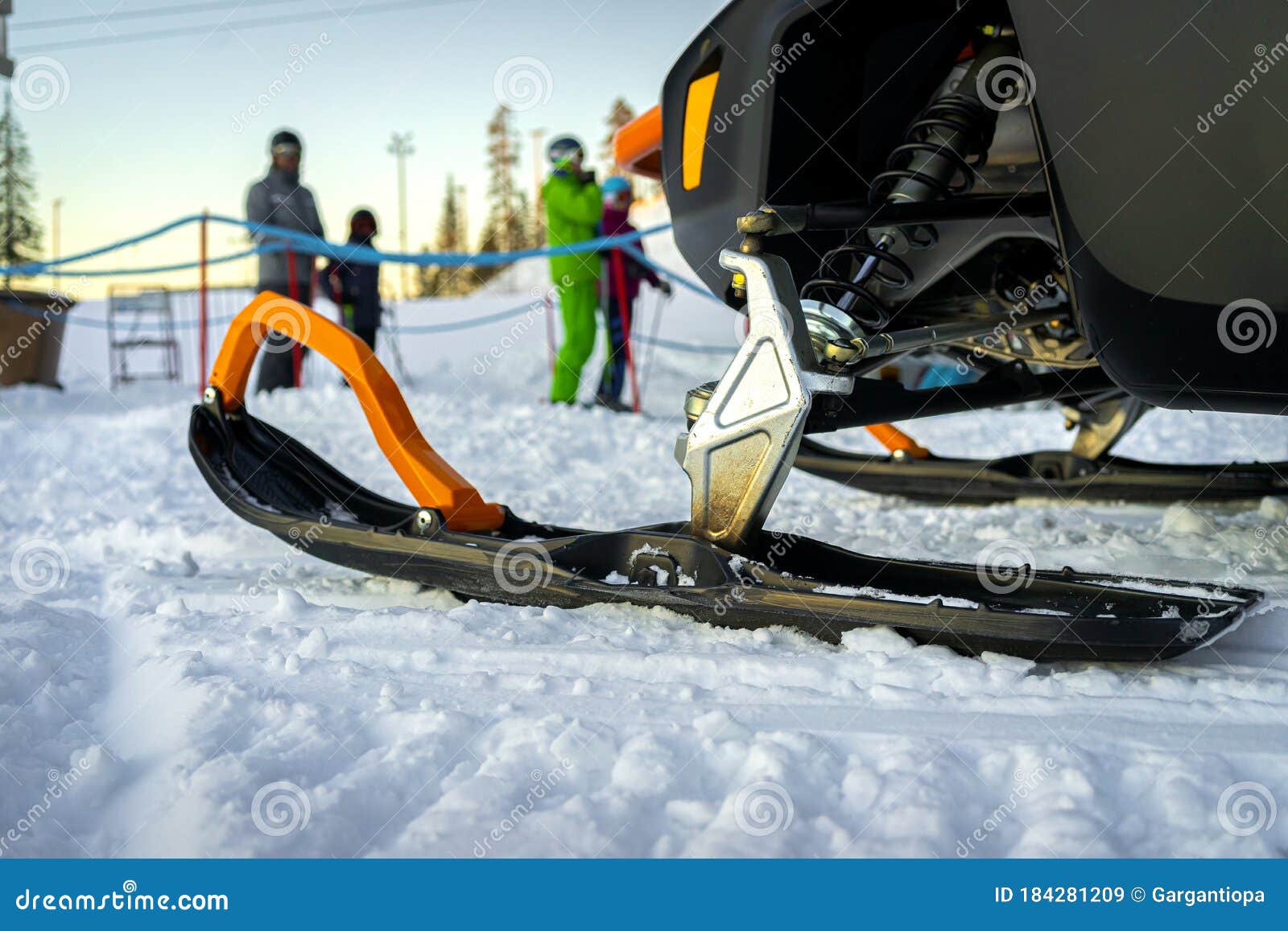 Close-up of a Snowy Runners of a Snowmobile Stock Image - Image of ...