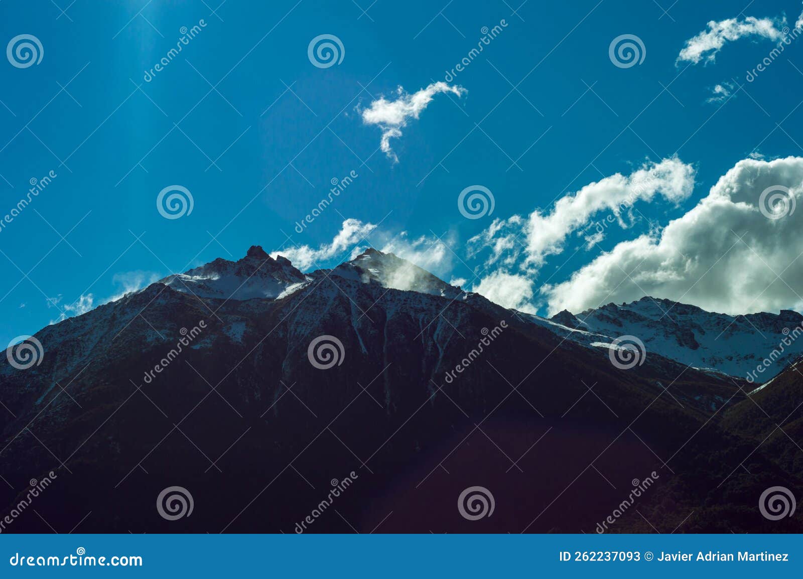 Close-up of Snowy Summit Forming Evaporation Cloud Stock Image - Image ...