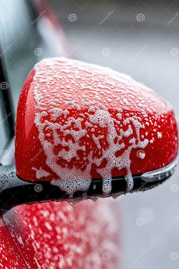 Close-up of Soapy Car Mirror during Wash Process Stock Illustration ...