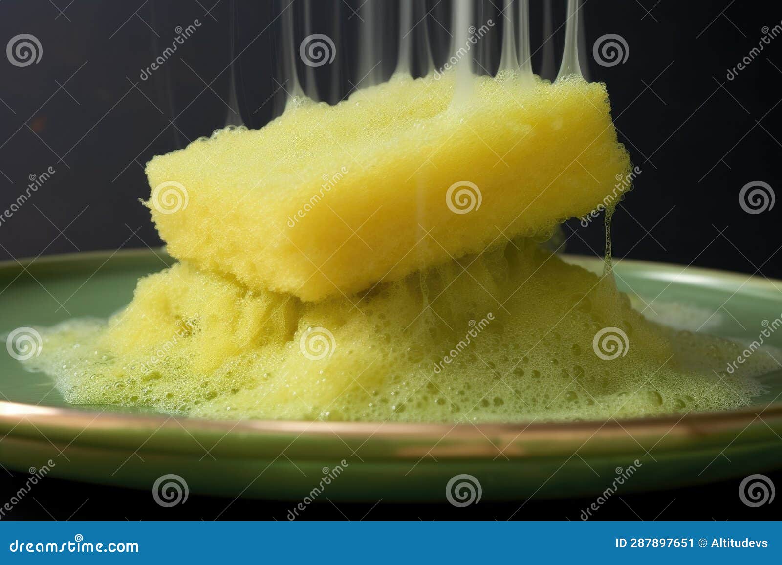 Close-up of Soapy Sponge on a Dish Stock Image - Image of foam ...