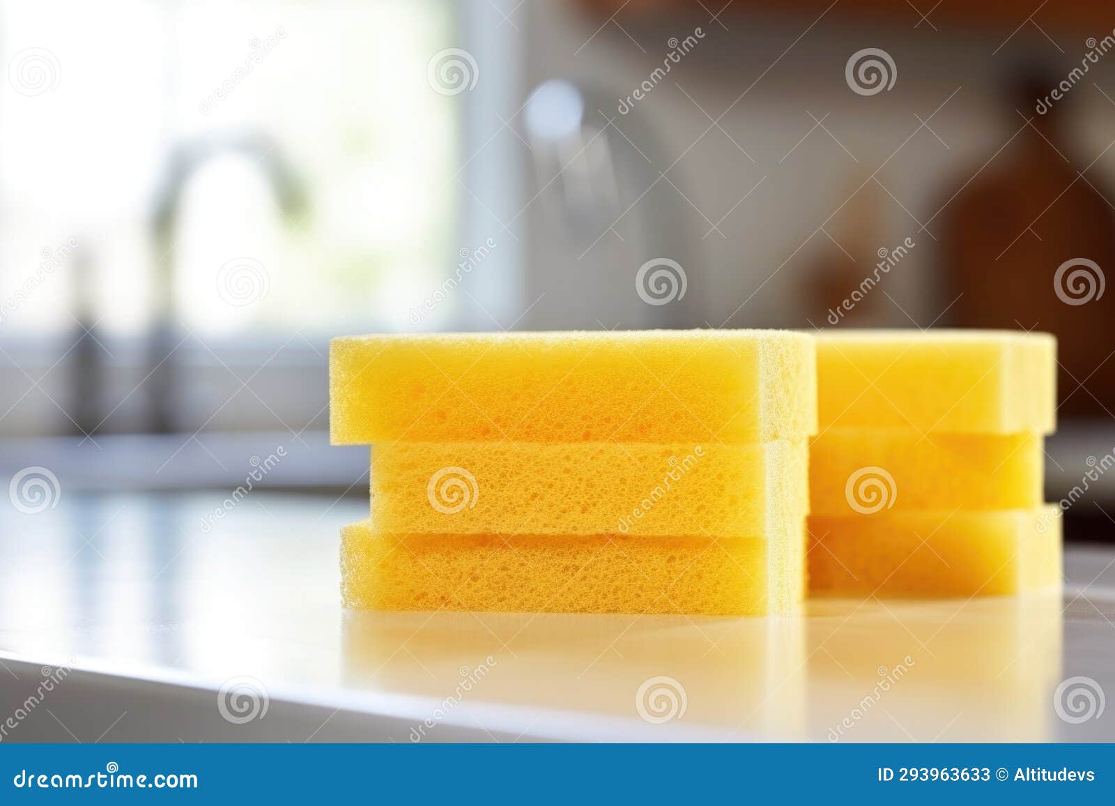 Close-up of Soapy Sponge on a Kitchen Counter Stock Image - Image of ...