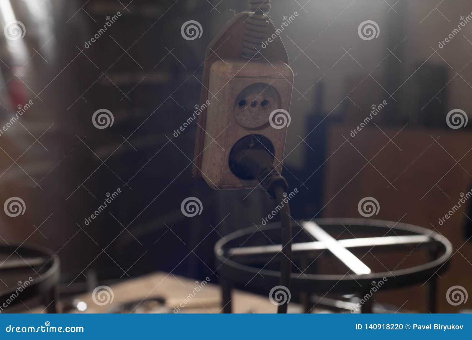 Close Up of Socket Plugged and Hanging Stock Photo - Image of footage ...