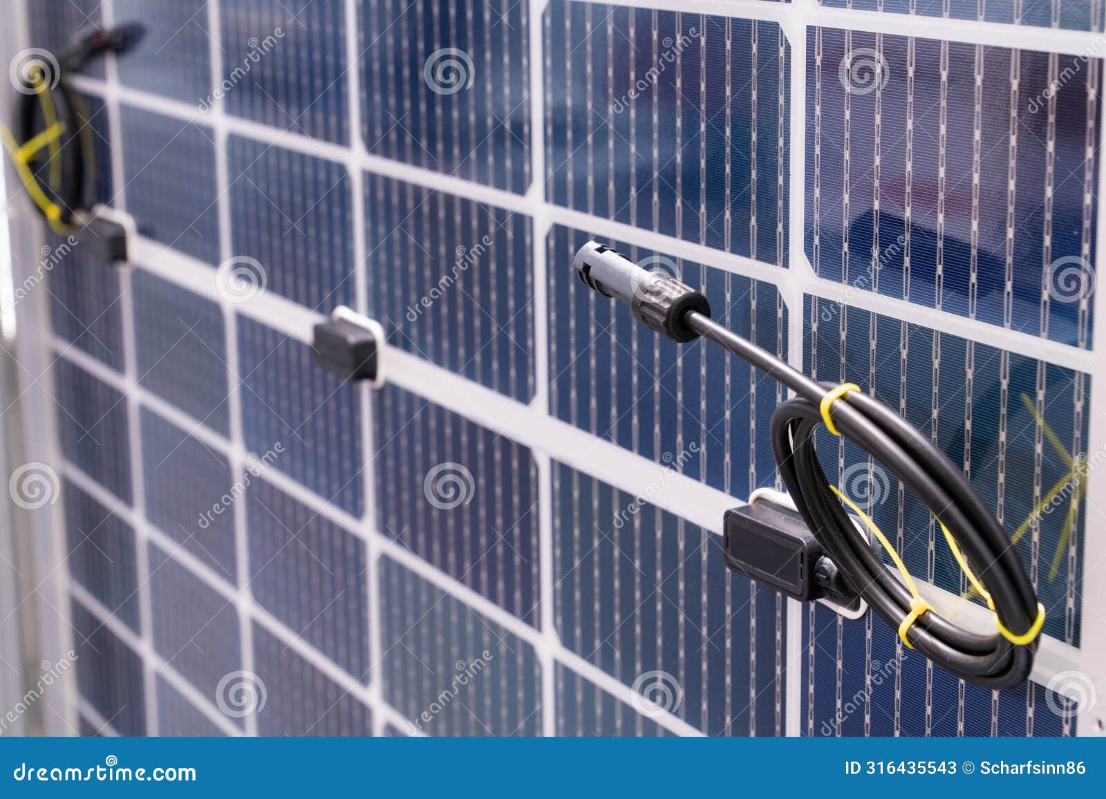 Close Up Solar Panel with Connecting Cable. Stock Image - Image of ...