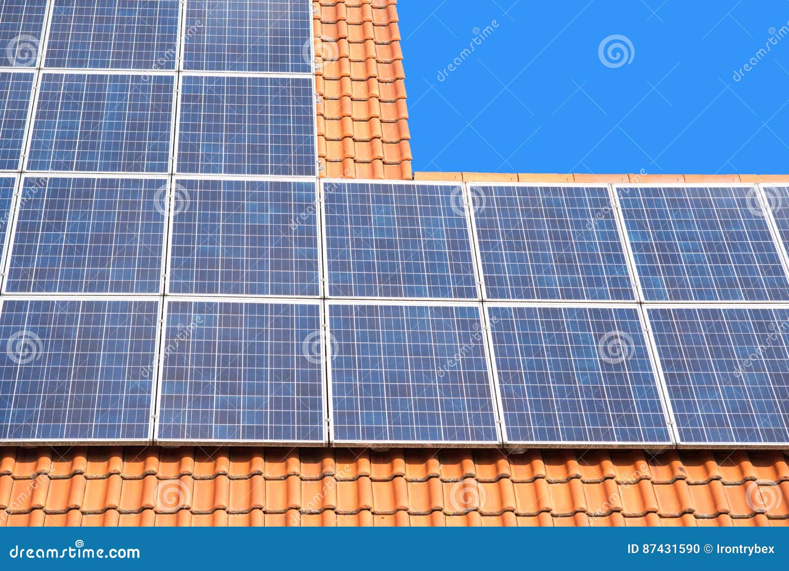Close Up on Solar Panel on a Red Roof Stock Photo - Image of equipment ...