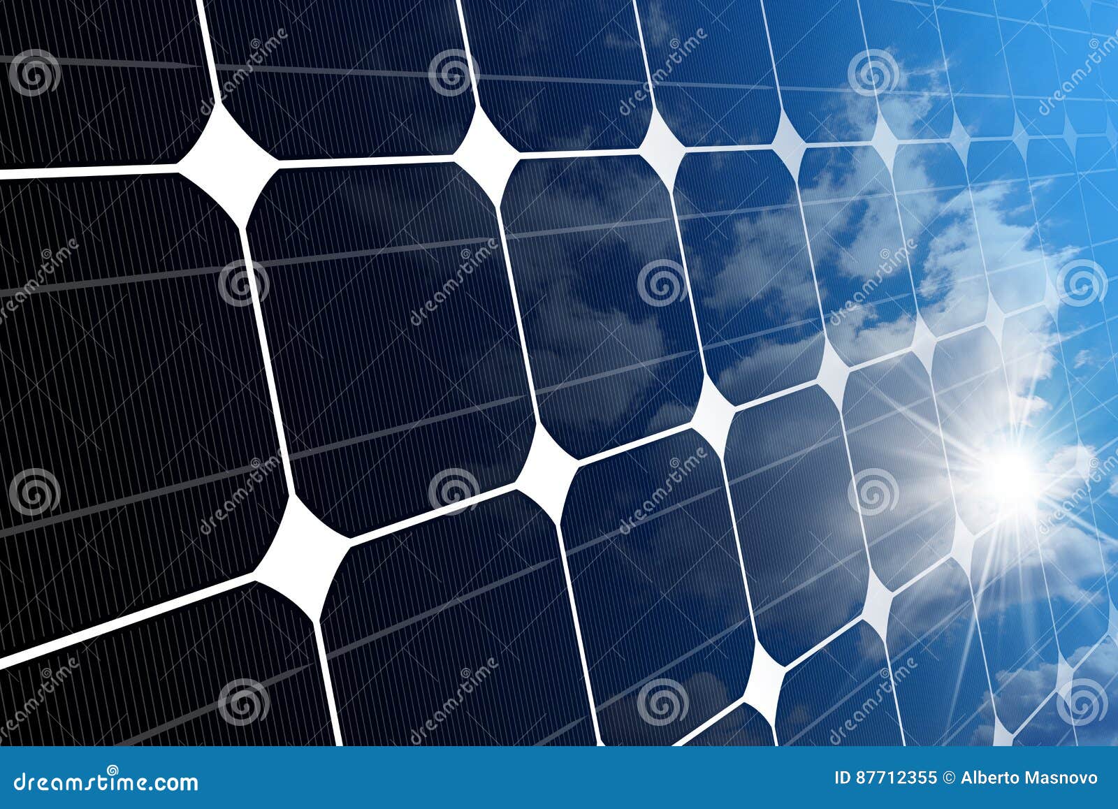 Close-up of a Solar Panel with Sun Rays Stock Illustration ...