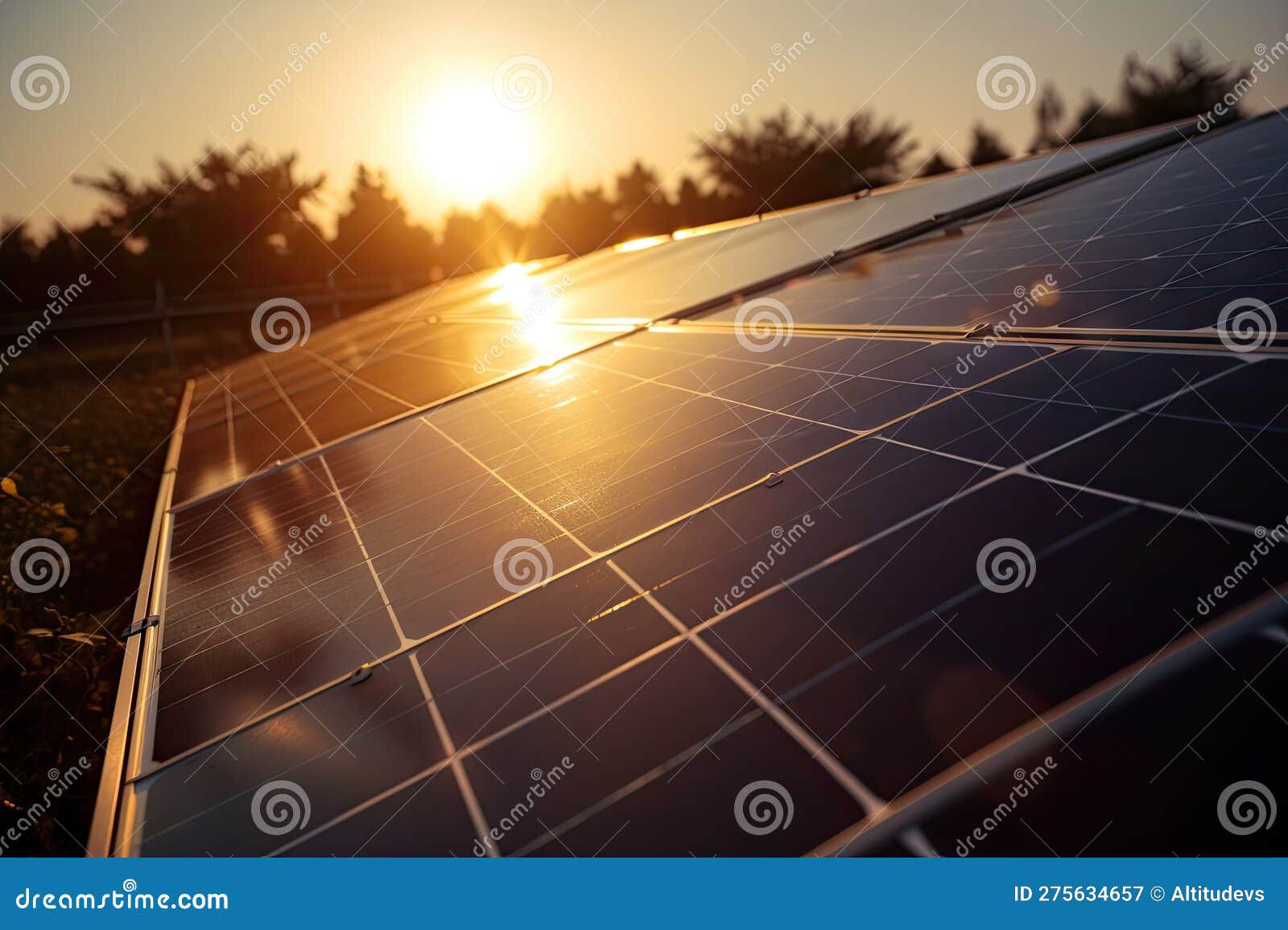 Close-up of Solar Panel, with the Sun Shining Down, Creating Energy ...