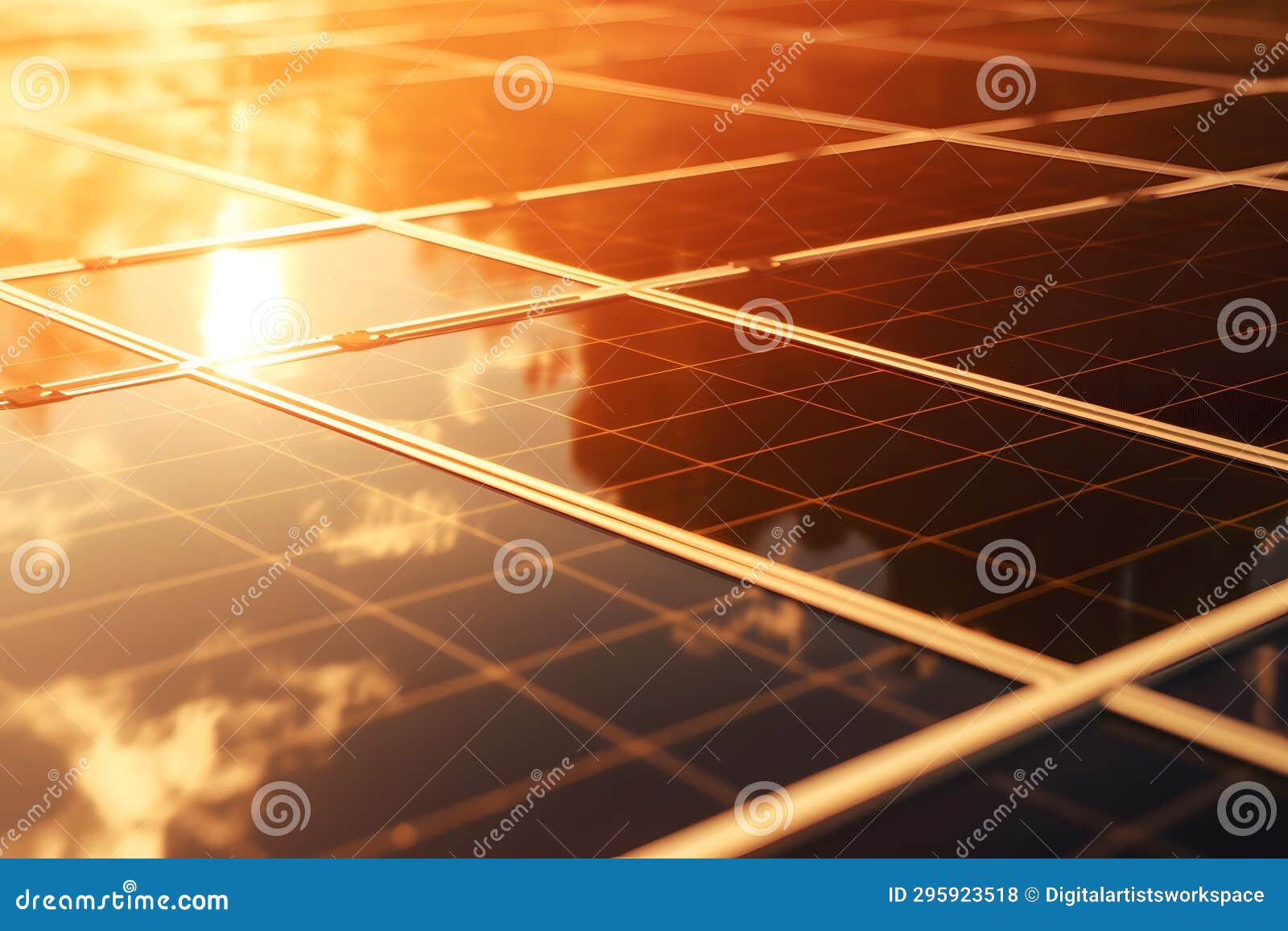 Close-up of a Solar Panel, Sunlight Reflecting Off the Surface ...