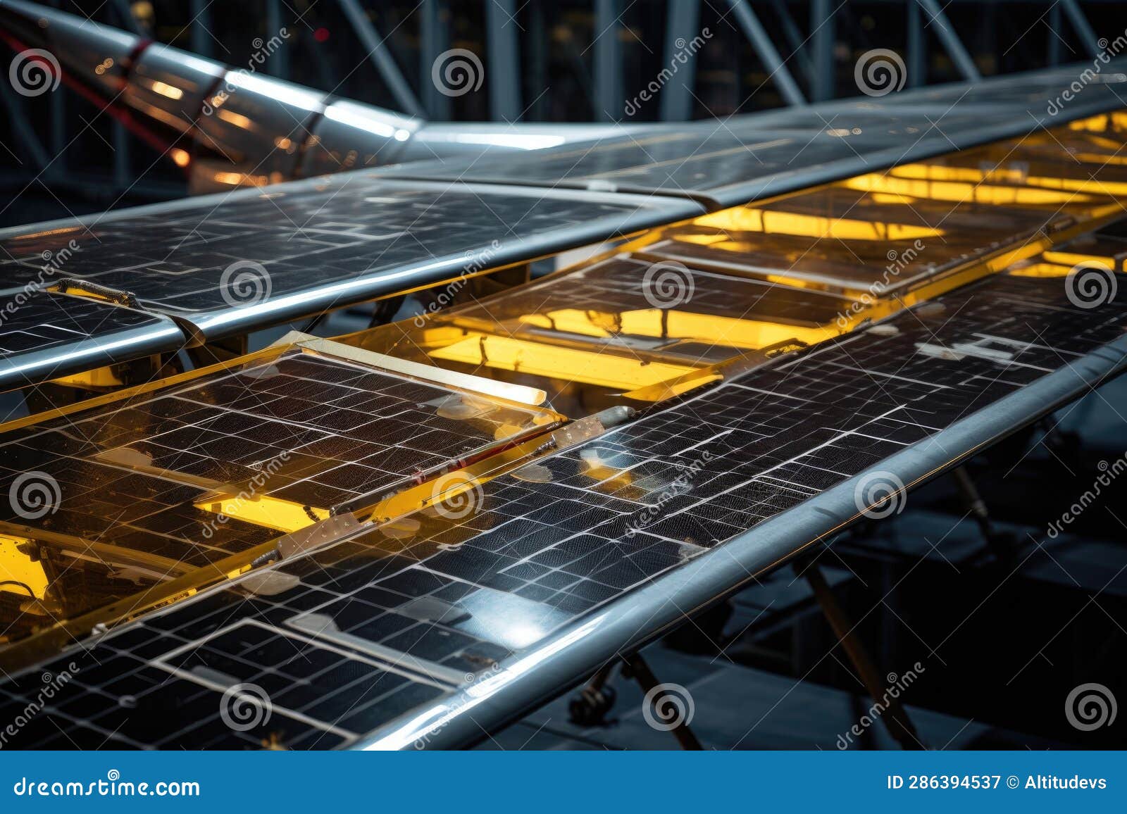 Close-up of Solar Panels on Aircraft Wings Stock Image - Image of ...