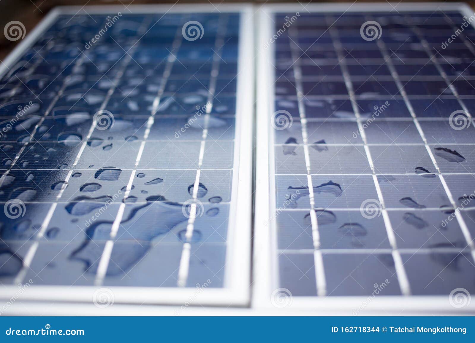 Close-up Solar Panels Solar Cell Stock Photo - Image of close, rain ...