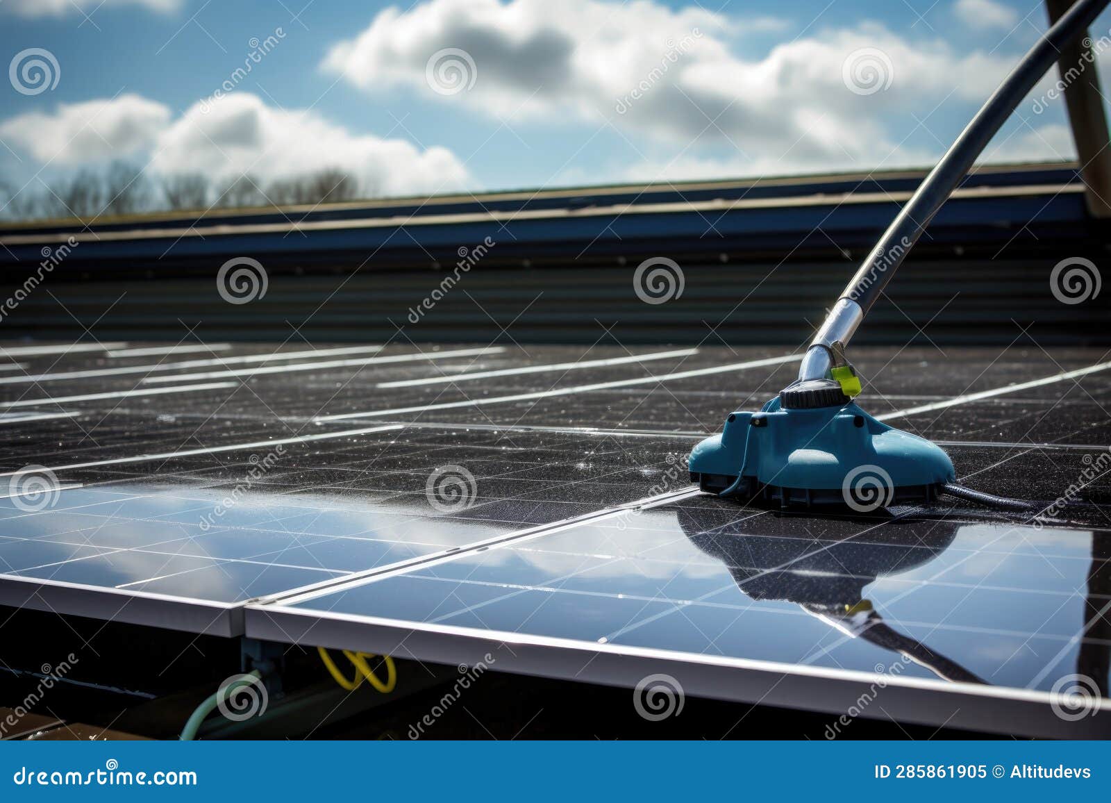 Close-up of Solar Panels on a Rooftop during Cleaning Stock ...