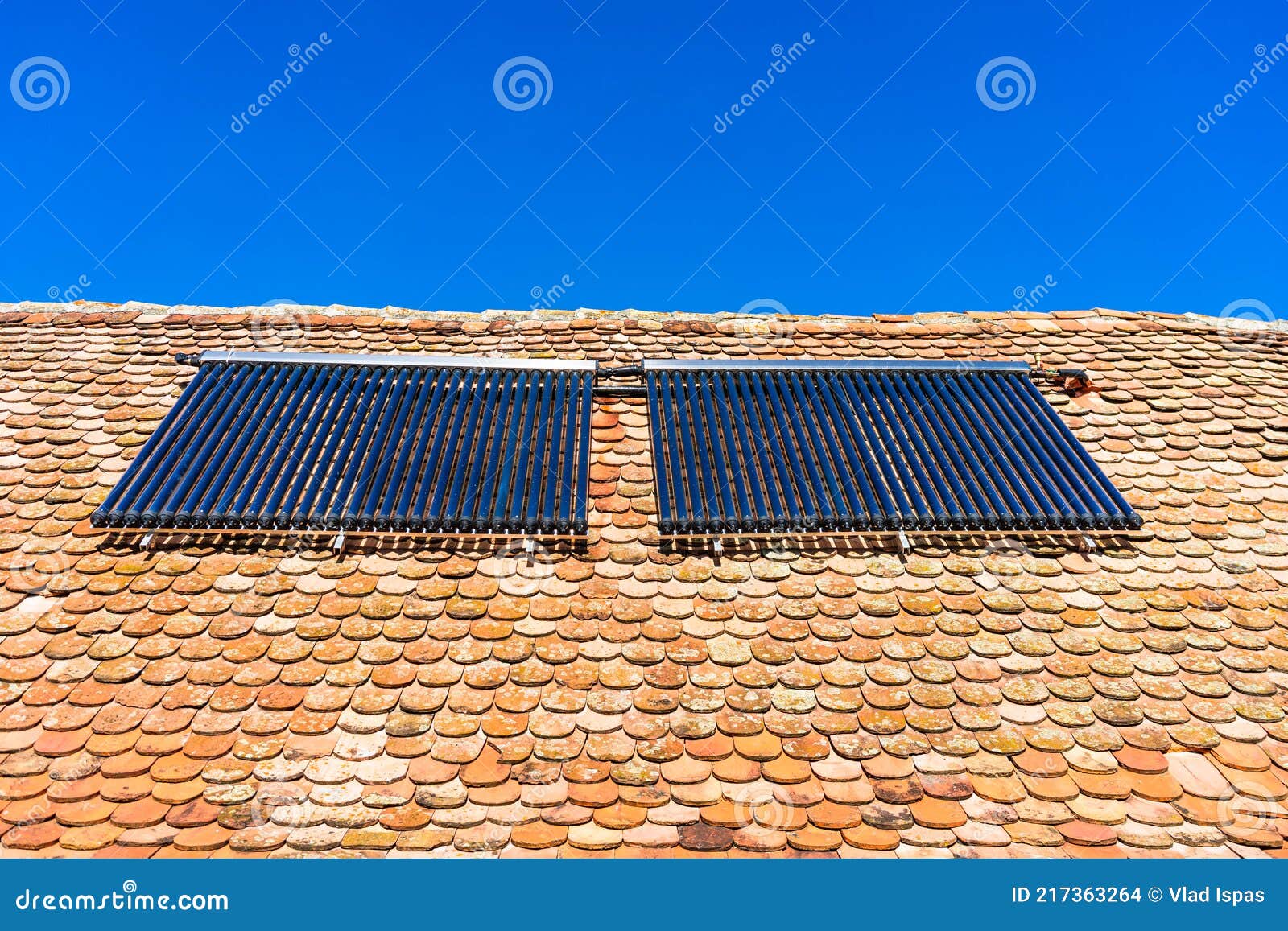 Close Up of Solar Water Heater on Roof Top. Solar Panel for Hot Water ...