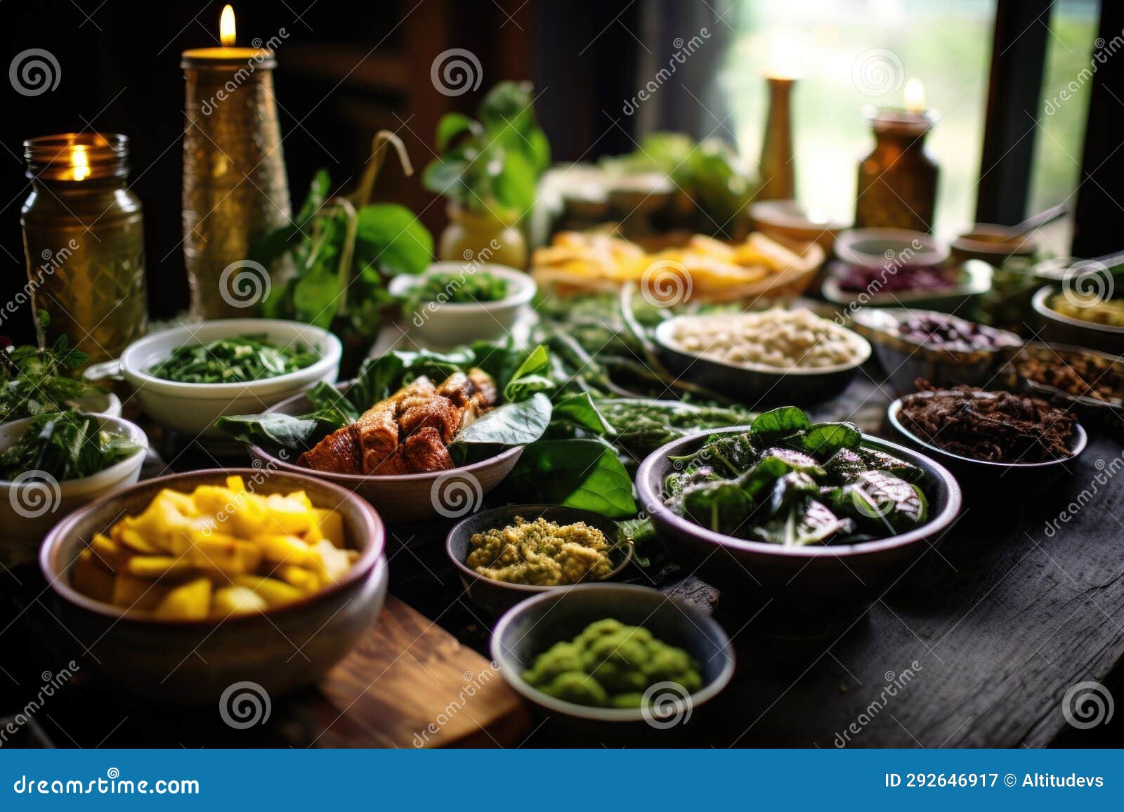 Close-up of Solstice Feast with Regional Dishes Stock Image - Image of ...