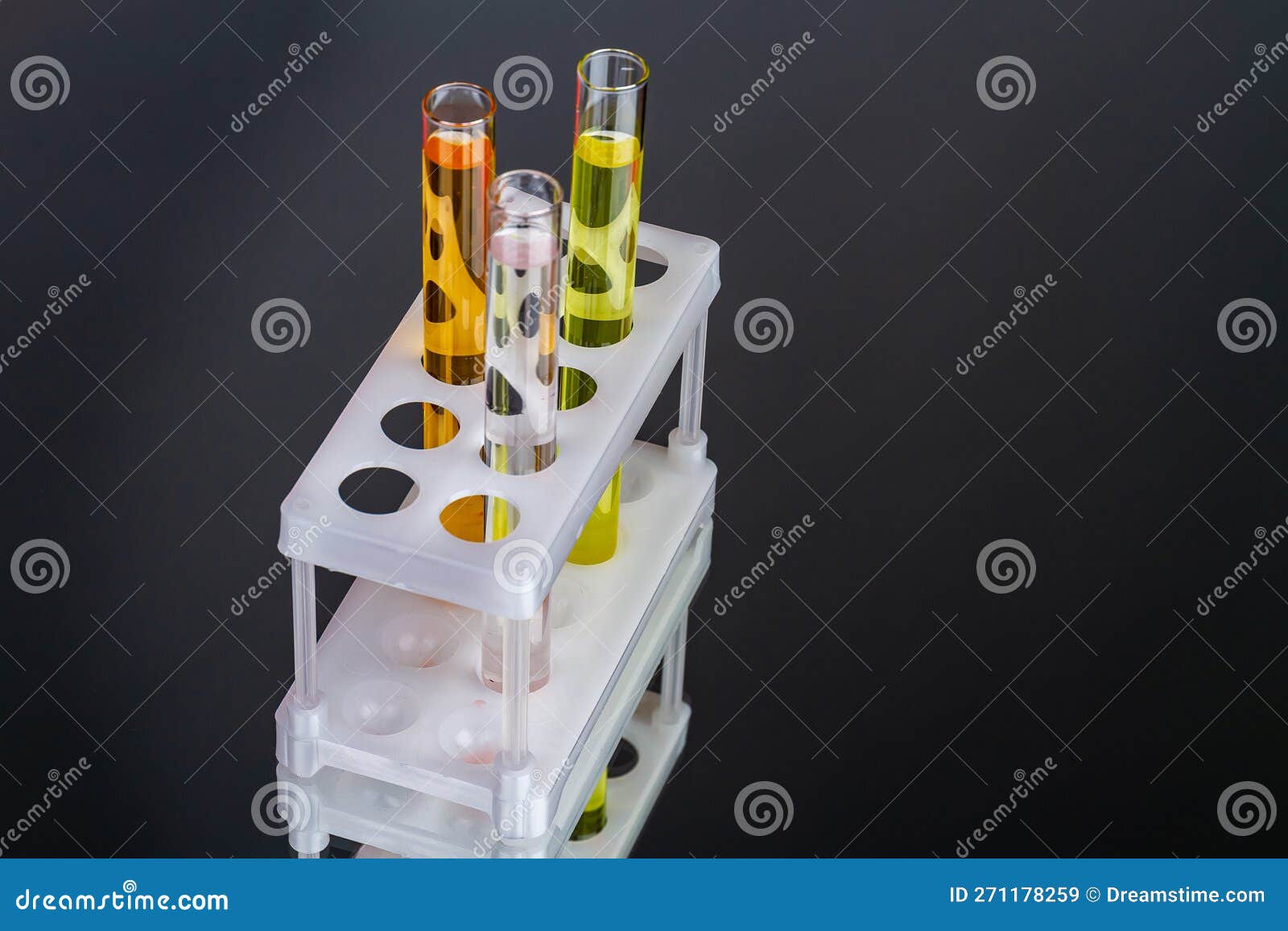 Close Up Solve and Transparent Lab Test Tubes. Stock Image - Image of ...