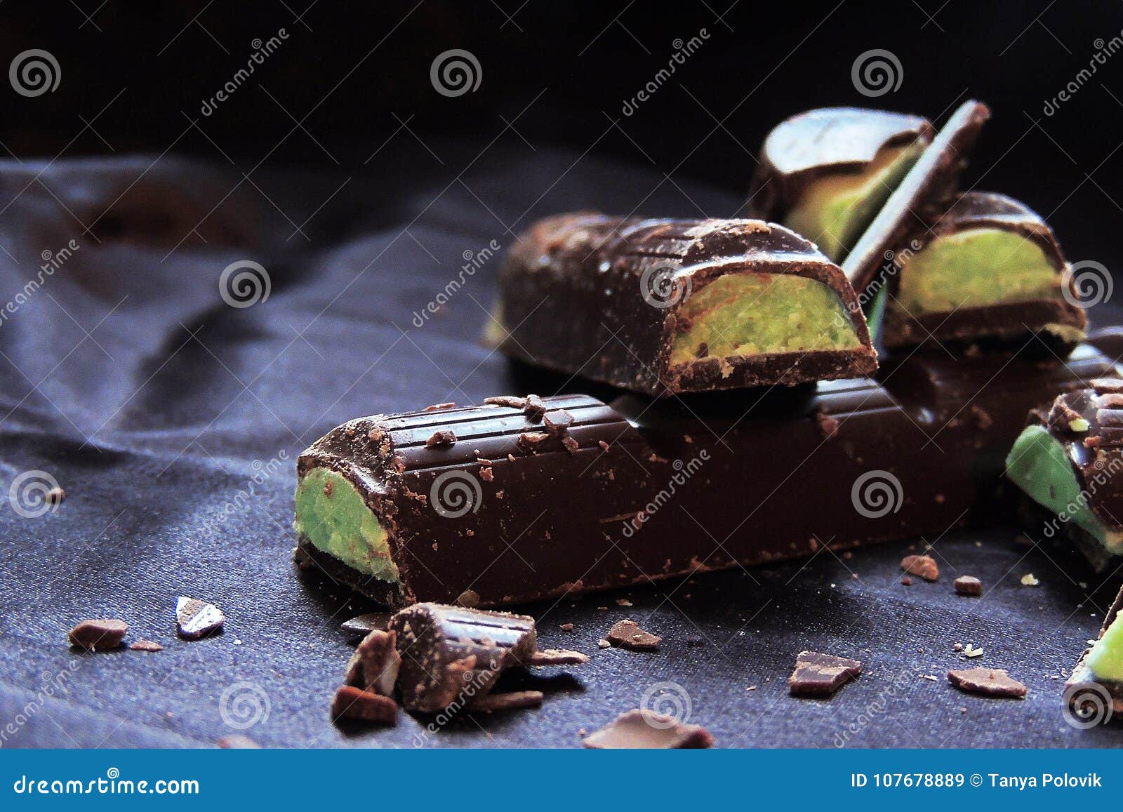 Chocolate with Mint Filling Stock Image - Image of peppermint ...
