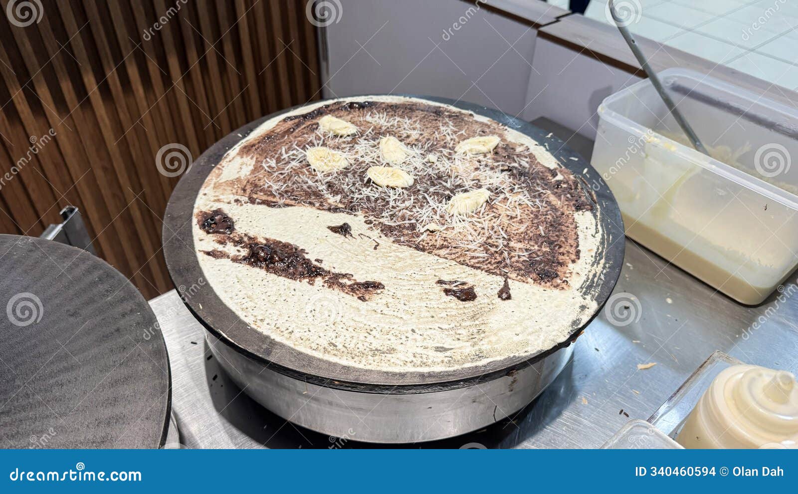 Making Of Crepes Pancakes In Open Thailand Street Market.crepes With ...