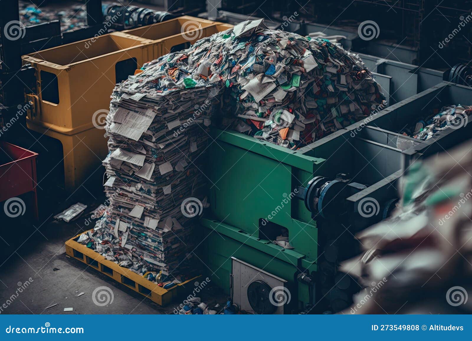 Close-up of Sorting Facility, with Different Types of Recyclables ...