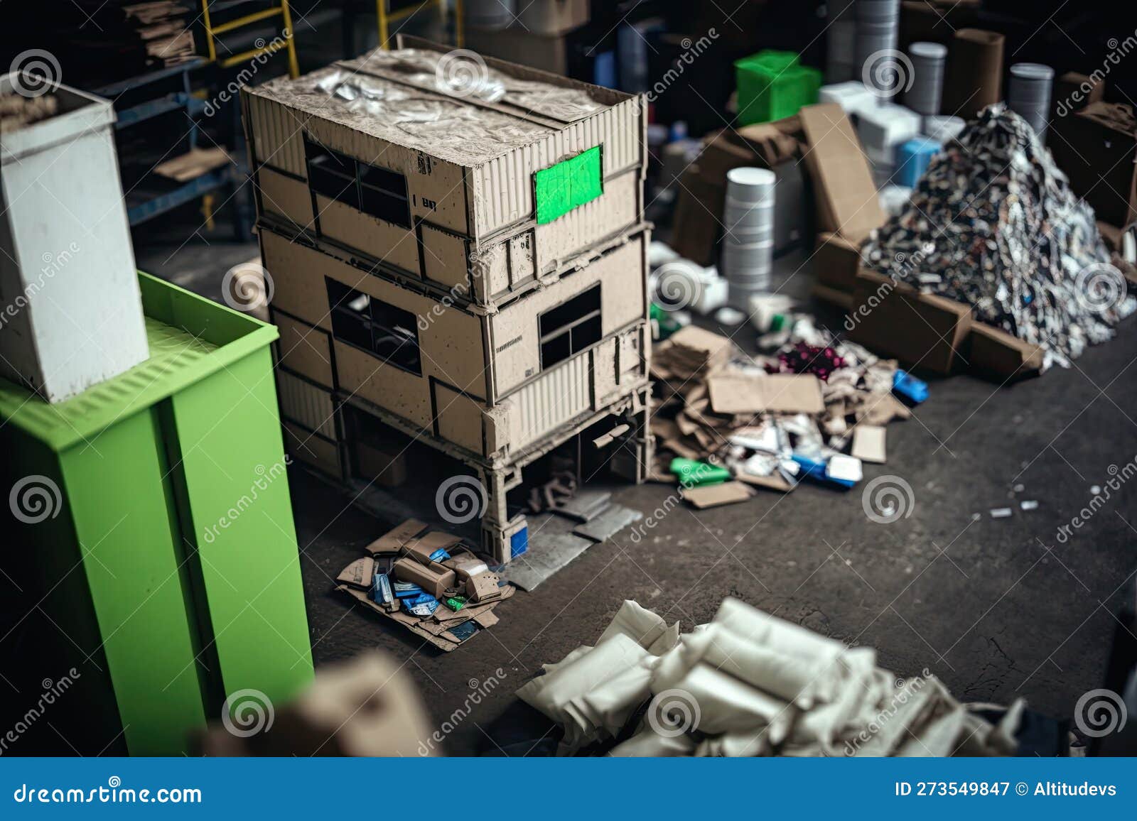 Close-up of Sorting Facility, with Different Types of Recyclables ...