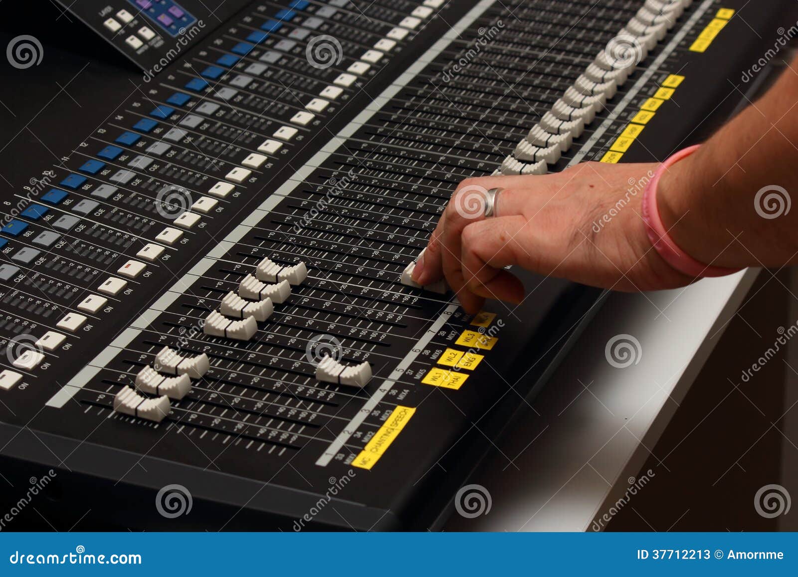 Close Up Sound Engineer Works with Sound Mixer Stock Image - Image of ...
