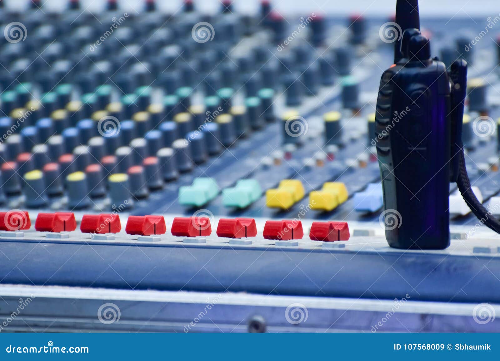 Sound equalizer in studio stock image. Image of panel - 107568009