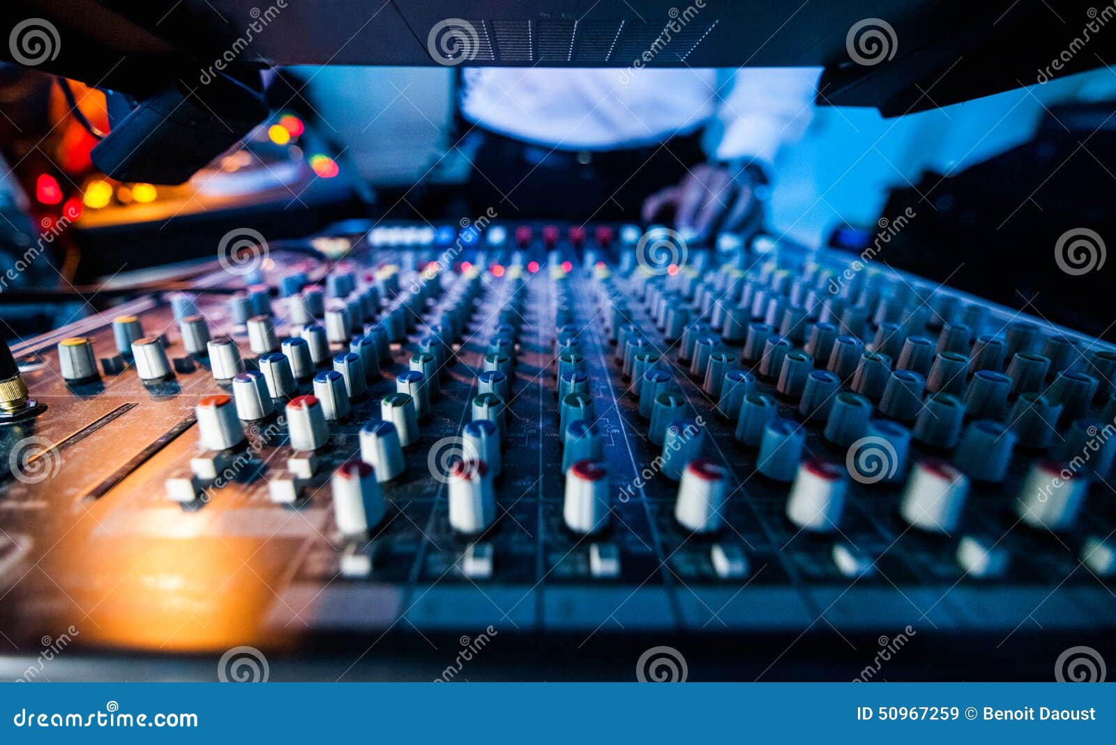 Close-up of a Sound Tech Board in Action Stock Image - Image of mixing ...