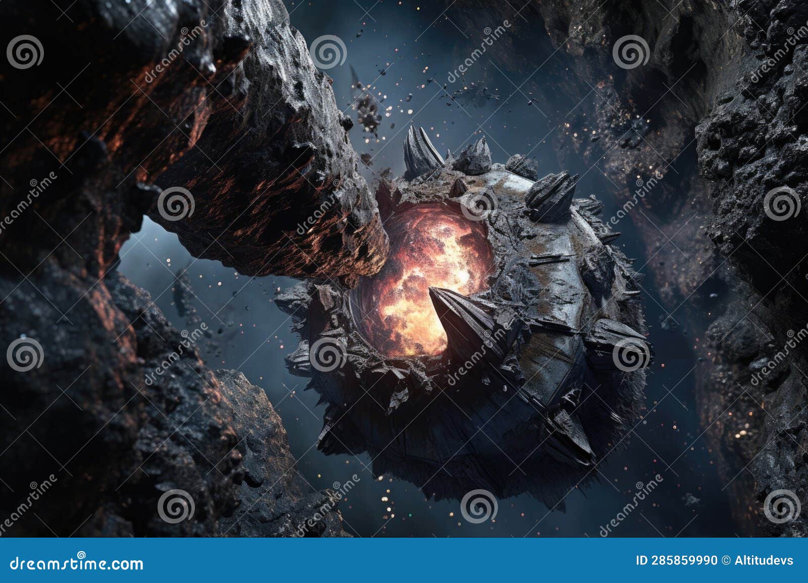 Close-up of Space Drill Boring into Asteroid Stock Photo - Image of ...
